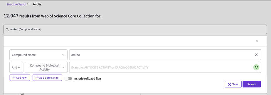 Structure Search – Web of Science