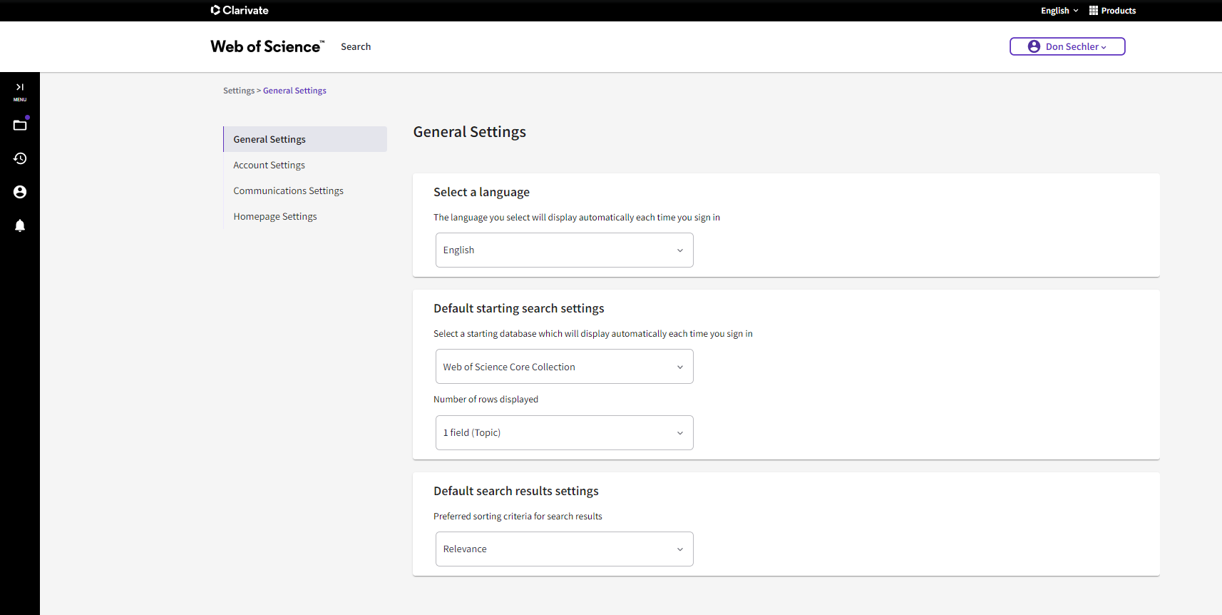 Managing General, Account, Communication, and Homepage settings – Web ...