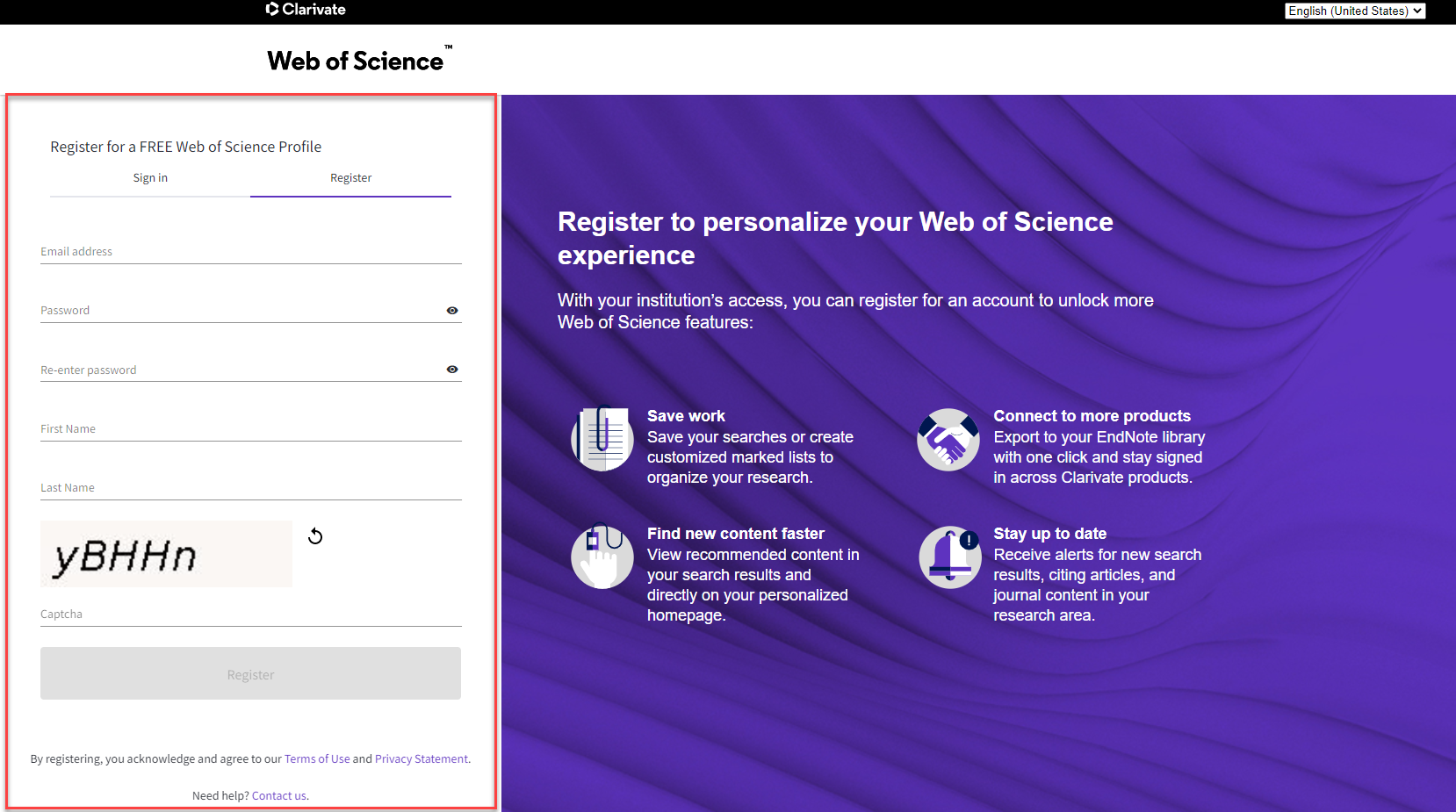Registering and Signing in to the Web of Science – Web of Science