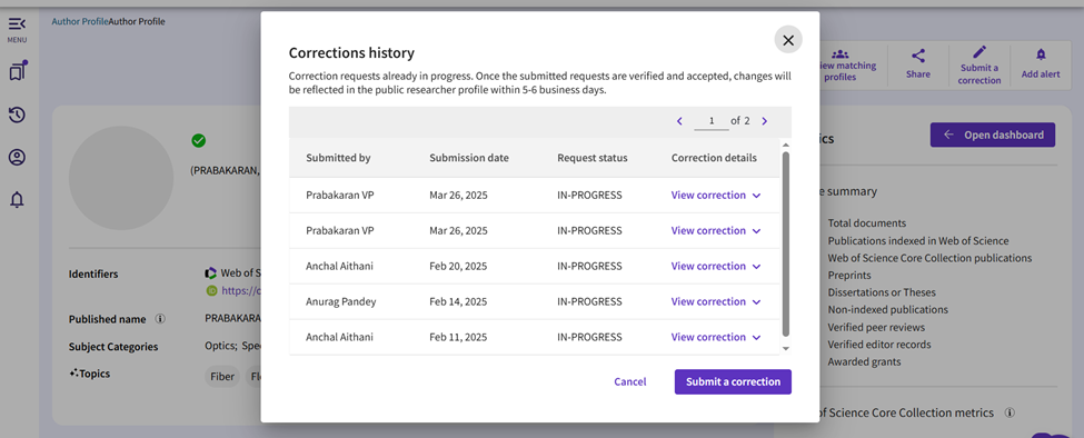 March 27 2025 Release Notes: Correction History, Authorship ...