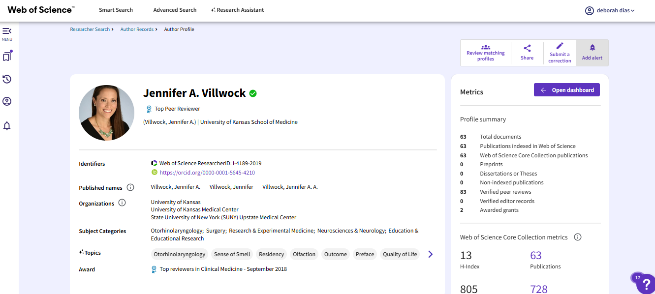 Author Alerts – Web of Science